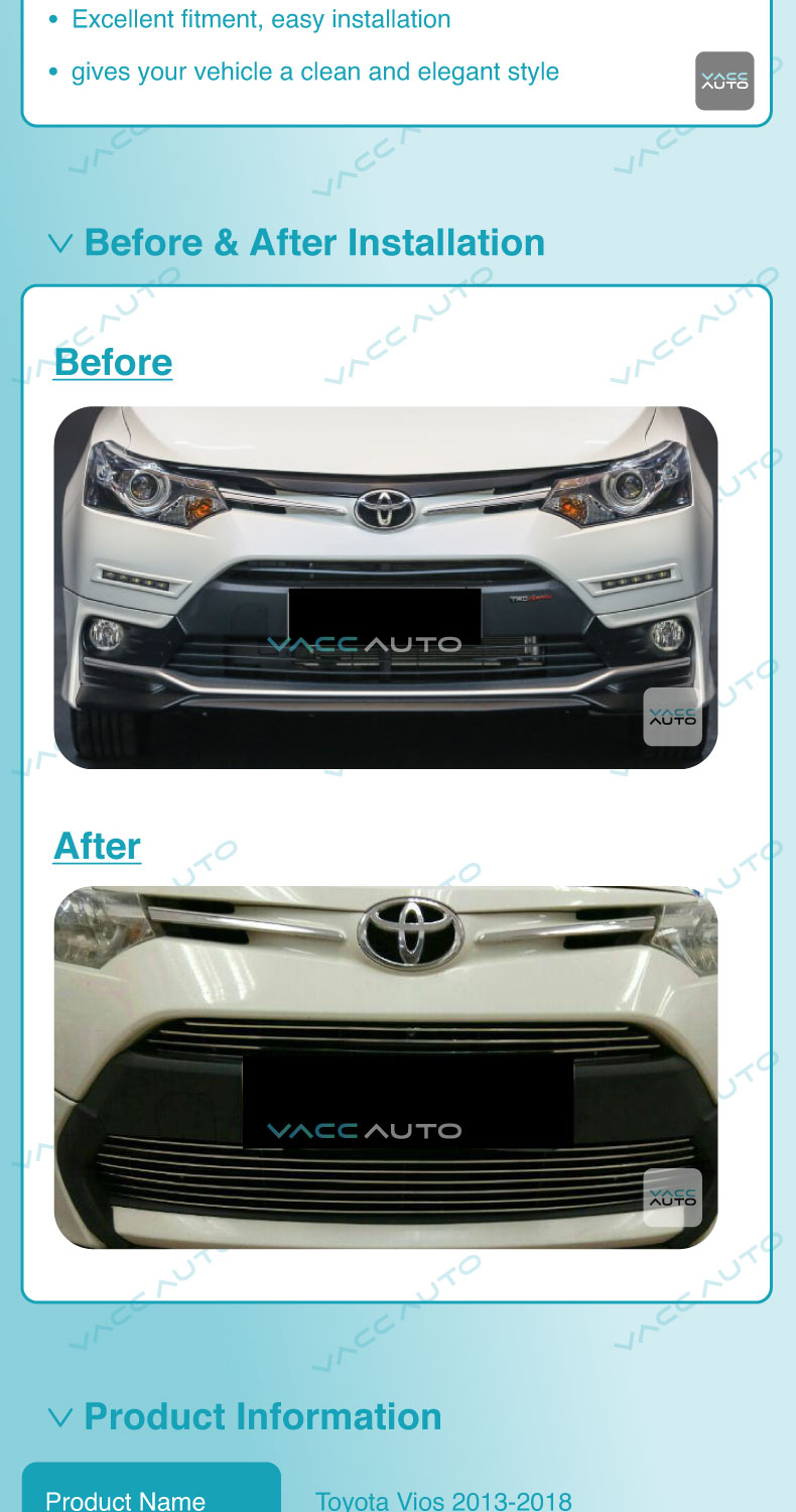 Toyota Vios NCP150 Lower Aluminium Grill - VACC AUTO